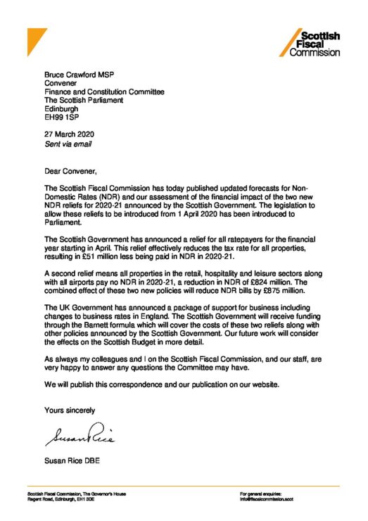 Letter To The Finance And Constitution Committee From Dame Susan Rice ...
